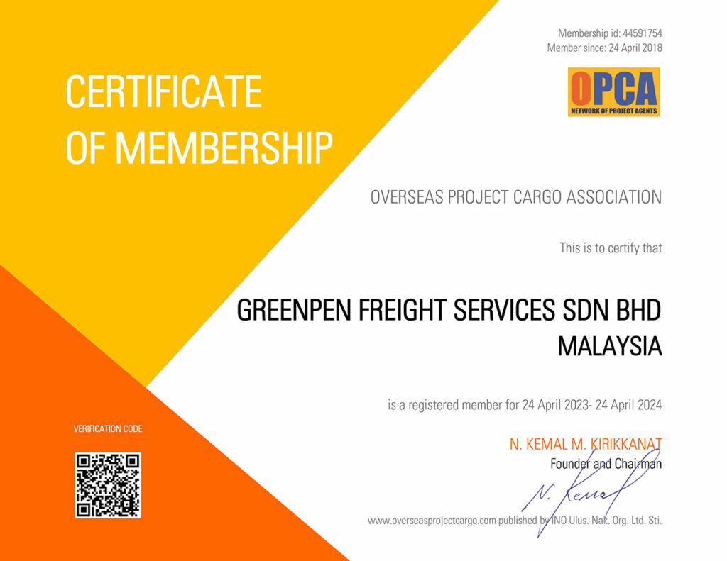 Our Credential and Certifications - Greenpen Freight Services Sdn Bhd