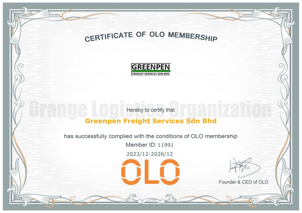 Our Credential and Certifications - Greenpen Freight Services Sdn Bhd